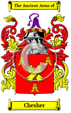 Chesher Name Meaning, Family History, Family Crest & Coats of Arms