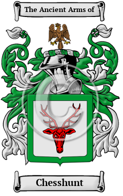 Chesshunt Name Meaning, Family History, Family Crest & Coats of Arms