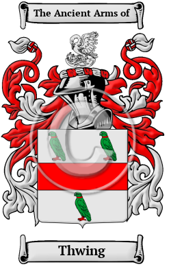 Thwing Name Meaning, Family History, Family Crest & Coats of Arms