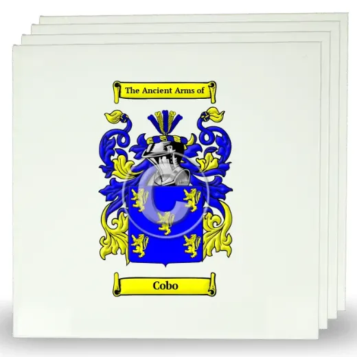 Cobo Set of Four Large Tiles with Coat of Arms | HouseOfNames.com