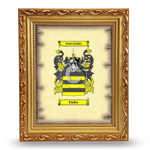 Finley Coat of Arms Framed - Gold | HouseOfNames.com
