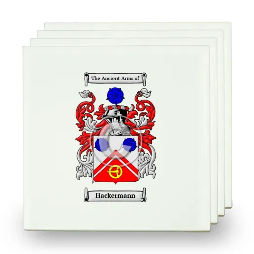 Hackermann Set of Four Small Tiles with Coat of Arms | HouseOfNames.com