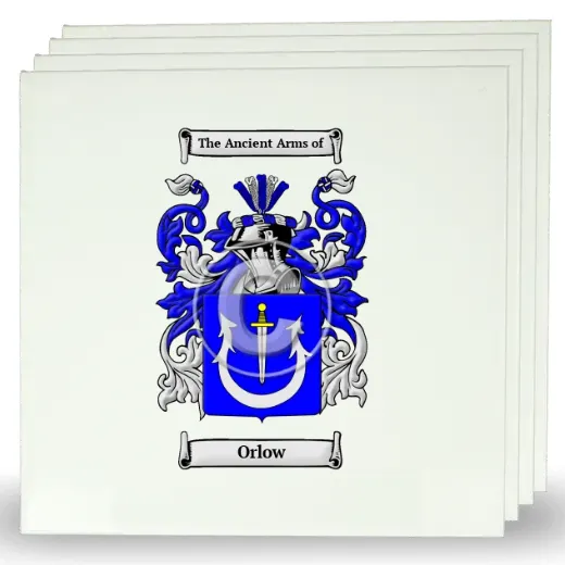 Orlow Set of Four Large Tiles with Coat of Arms | HouseOfNames.com