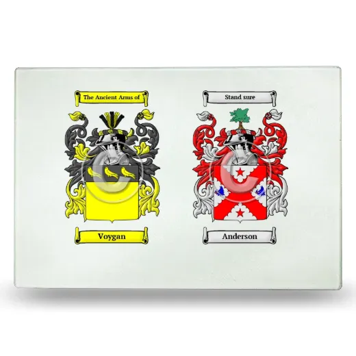Double Coat of Arms Glass Cutting Board | HouseOfNames.com
