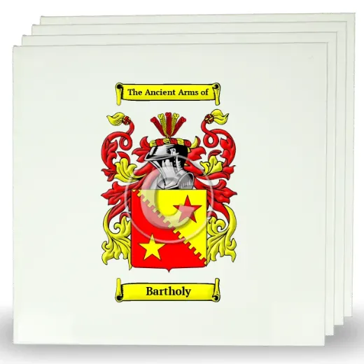 Bartholy Set of Four Large Tiles with Coat of Arms | HouseOfNames.com