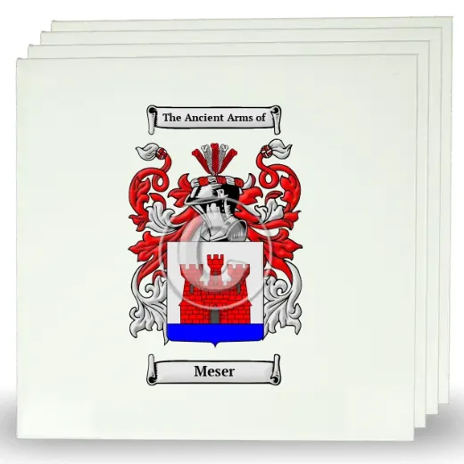 Meser Set of Four Large Tiles with Coat of Arms | HouseOfNames.com