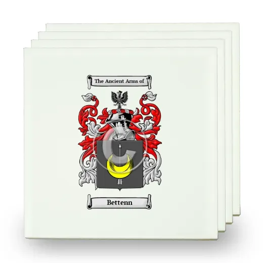 Bettenn Set of Four Small Tiles with Coat of Arms | HouseOfNames.com