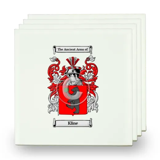 Kline Set of Four Small Tiles with Coat of Arms | HouseOfNames.com