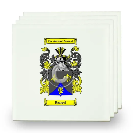 Rangel Set of Four Small Tiles with Coat of Arms | HouseOfNames.com