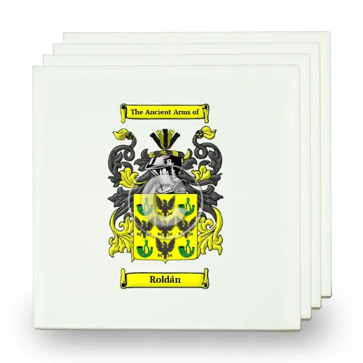 Roldán Set of Four Small Tiles with Coat of Arms | HouseOfNames.com