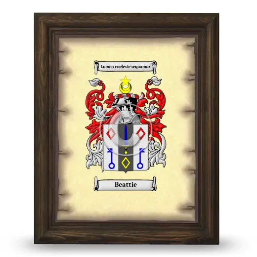 Beattie Coat of Arms Framed - Brown | HouseOfNames.com
