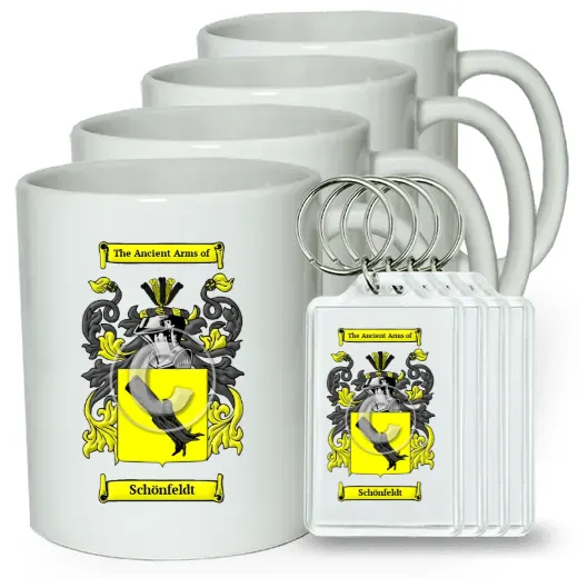 Schönfeldt Set of 4 Coffee Mugs and Keychains | HouseOfNames.com
